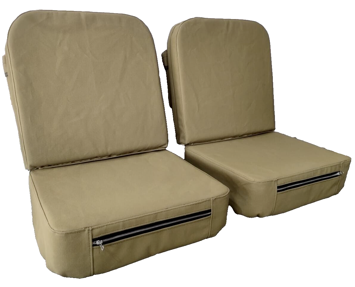 2 Seats covers/foam for Willys Jeep W/ Cargo Pockets CJ2A Cj3A CJ3B M38 ...