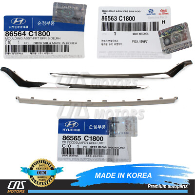 GENUINE Front Bumper Lower Moldings 3PCS for 2018 2019 Hyundai Sonata ...