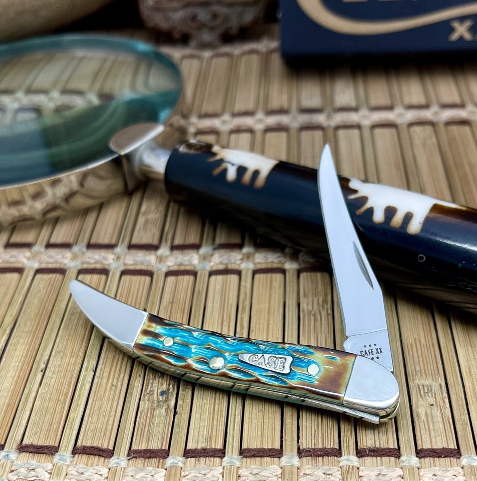 Case XX USA Crandall Jig Hand Fired Sky Blue Arrowhead Toothpick Pocket ...