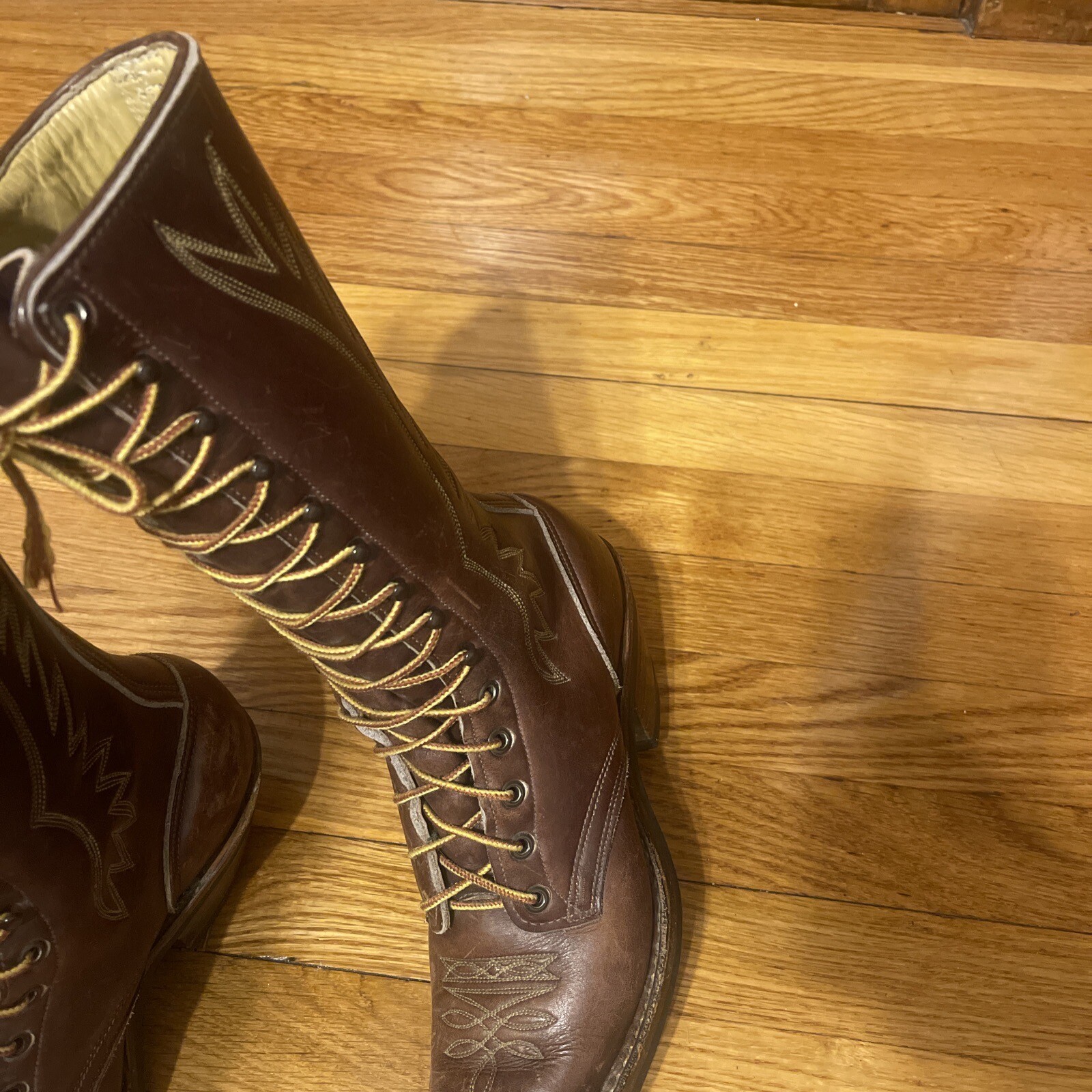 Unbranded Brown Leather Packer Boots Mens Size 8-9 | eBay