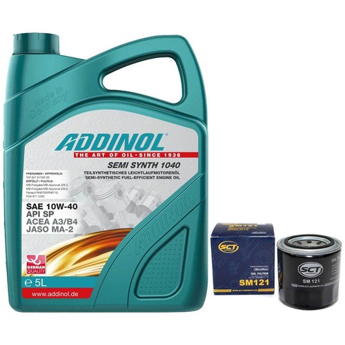 Olio Set 10W-40 Addinol 5 Litro + Filtro Olio SM121 per Hyundai Mazda ...