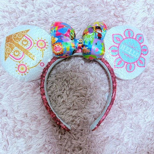 Disney Mickey Mouse Ear Headband Colorful It's a Small World Ribbon ...
