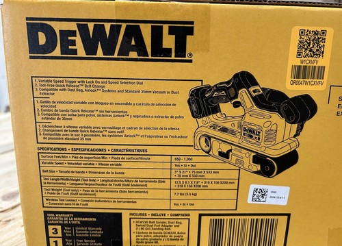 DeWalt DCW220B 20V MAX XR Brushless 3x21" Cordless Belt Sander (Tool ...