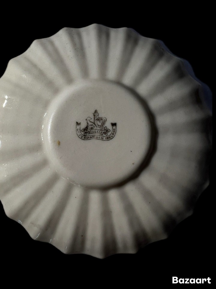 Antique Belleek Neptune Pink Tea Cup Saucer Shell Feet/Shape, Black ...