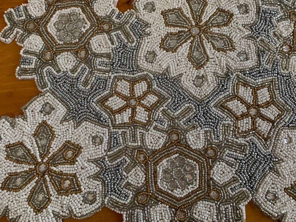 St. Nicholas Square Beaded Snowflake Table Runner NWT | eBay