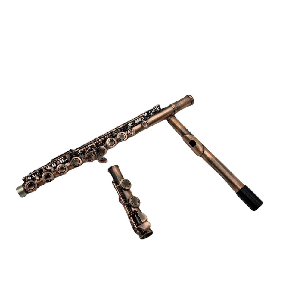 Professional Red Antique Bronze Flute Standard C Tone Flute Instrument ...