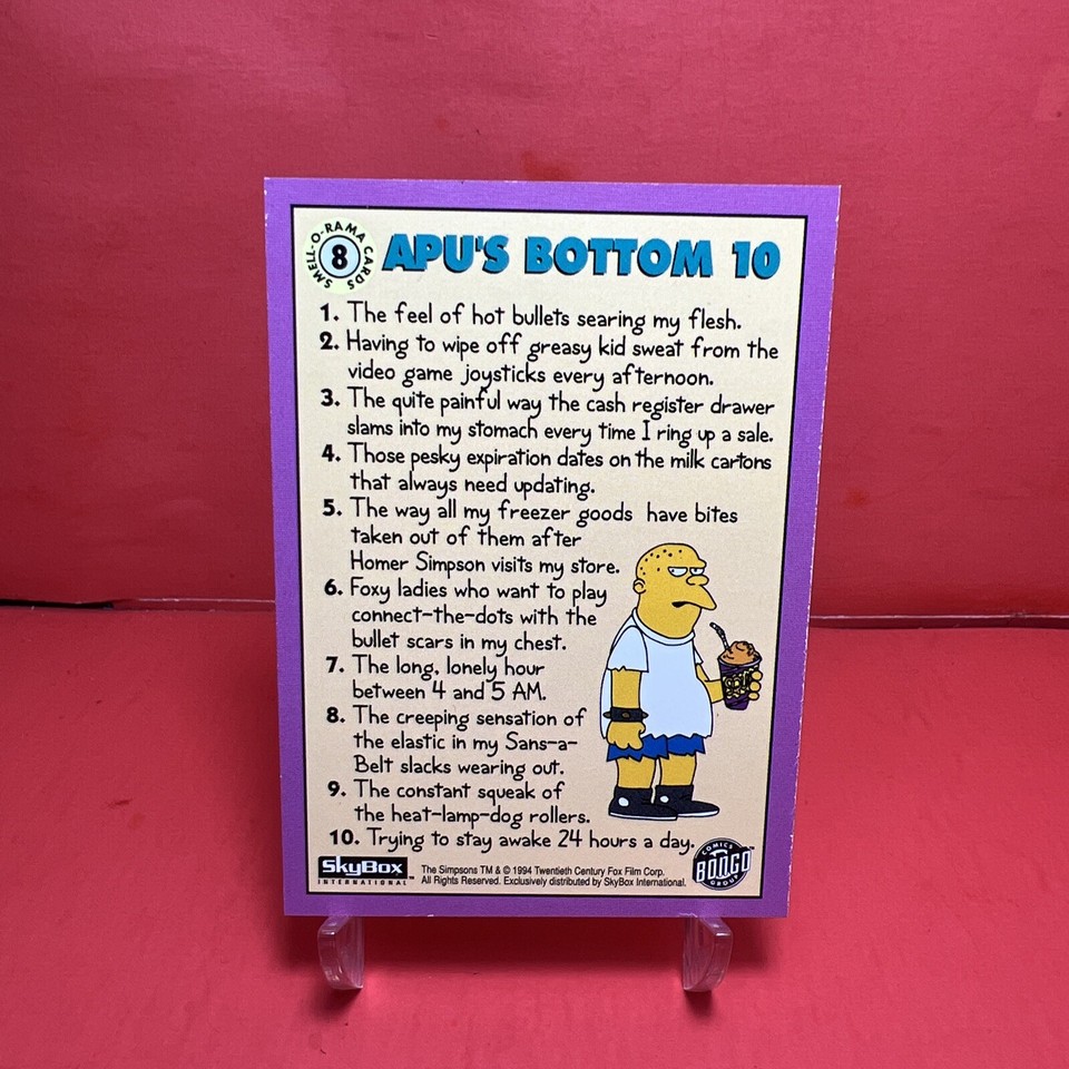 1994 SkyBox Bongo Comics Simpsons Series 2 Smell-O-Rama Apu's Bottom 19 ...