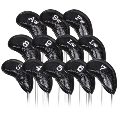 12pcs Durable Premium Synthetic Leather Golf Iron Headcovers 3-9,Pw,Sw ...