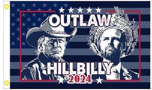 3X5 TRUMP VANCE 2024 MAGA OUTLAW HILLBILLY USA BLUE 100D FLAG BANNER W ...