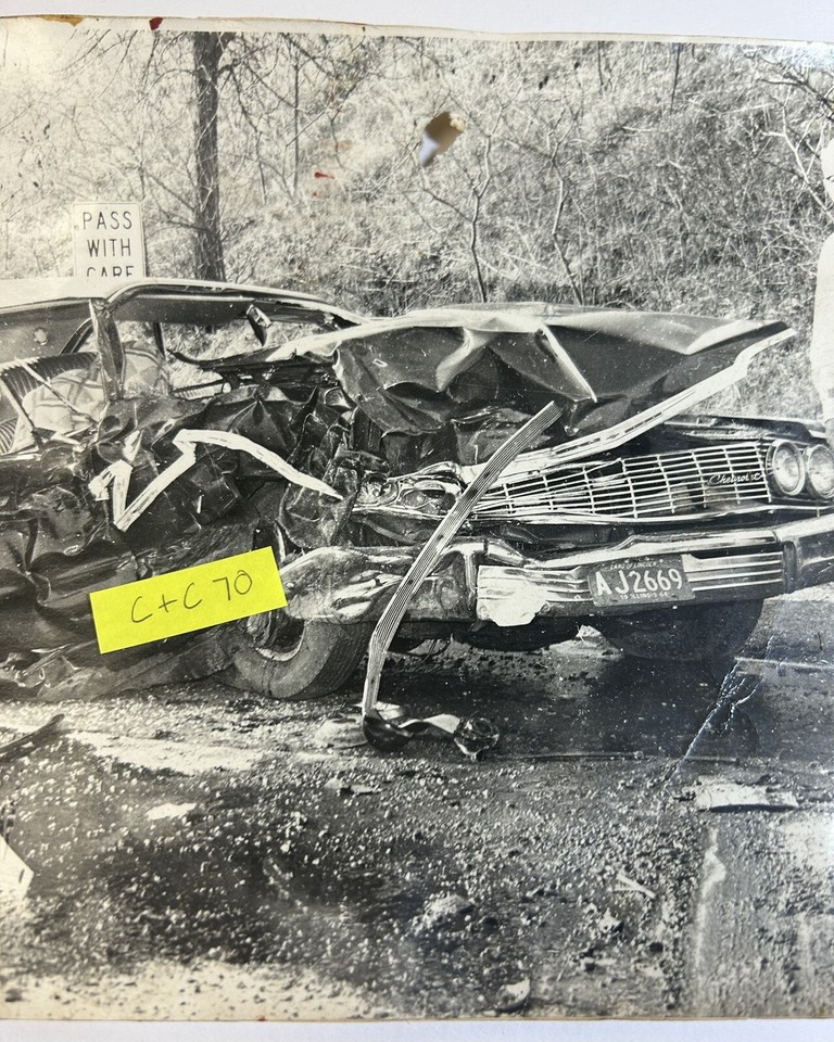 Black & White Chevrolet Car Crash Photo, 1965, Rough Condition | eBay