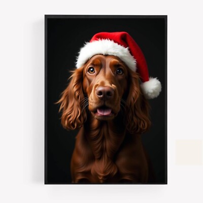 springer spaniel Print christmas Picture A4 UNFRAMED Santa Hat Decor 2 ...