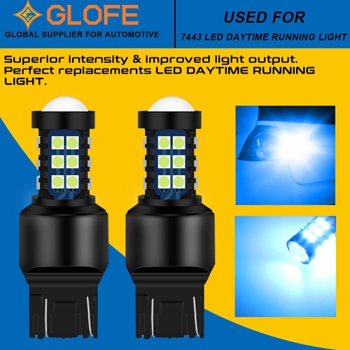 2X GLOFE 7443 7440 T20 LED DRL Daytime Running Light Bulb 8000K Ice ...