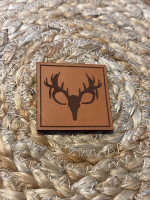Deer Buck Rack Skull PATCH RARE Sew On 2” Leather Trucker Hat Hunting ...