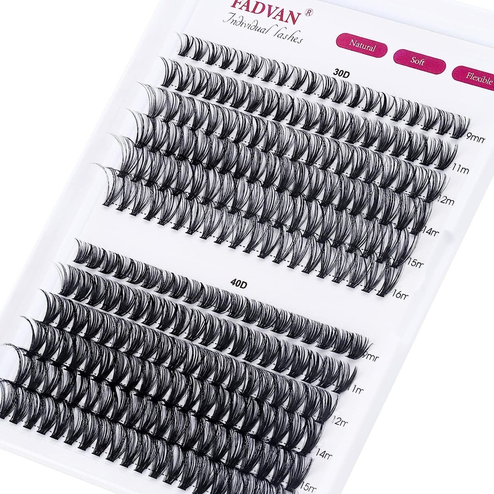 Fadvan Cluster Eyelash Natural Curl Lash Individual Lashes Thick False ...