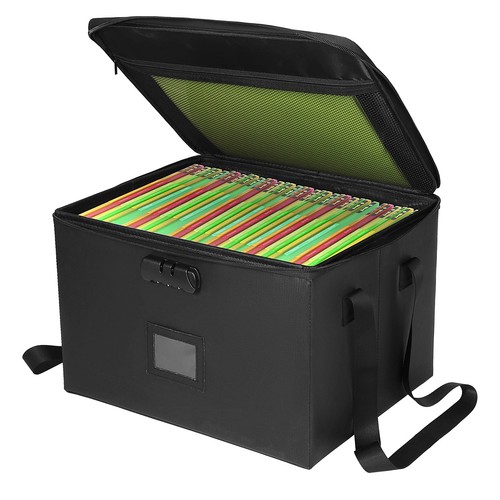 File Organizer Document Box with Lock, Fireproof Waterproof File Boxes ...