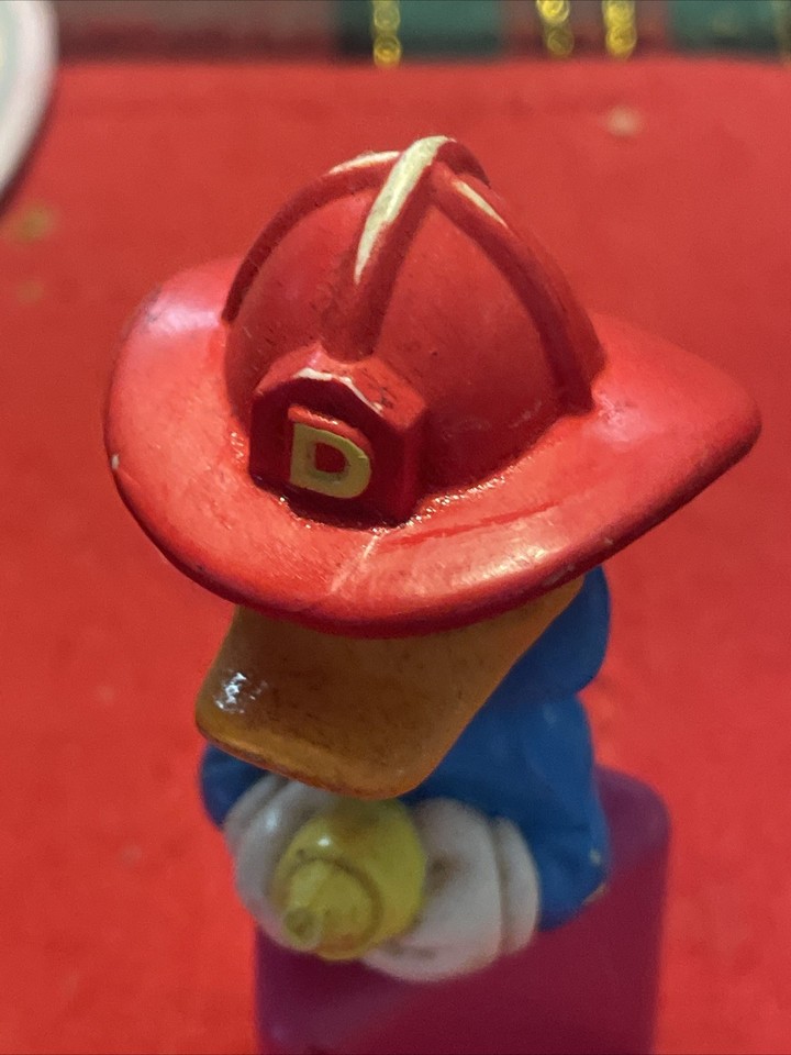 Vtg DONALD DUCK Disney's Fire Fighter Figure On Pink Triangle Block ...