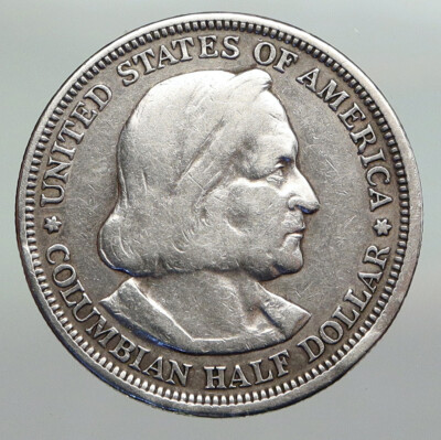 1893 USA COLUMBUS World's Fair SANTA MARIA SHIP Silver Half Dollar Coin ...