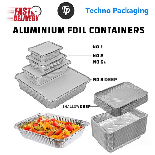 Foil Food Containers With Lids Aluminium Tray Takeaway Microwave Safe ...