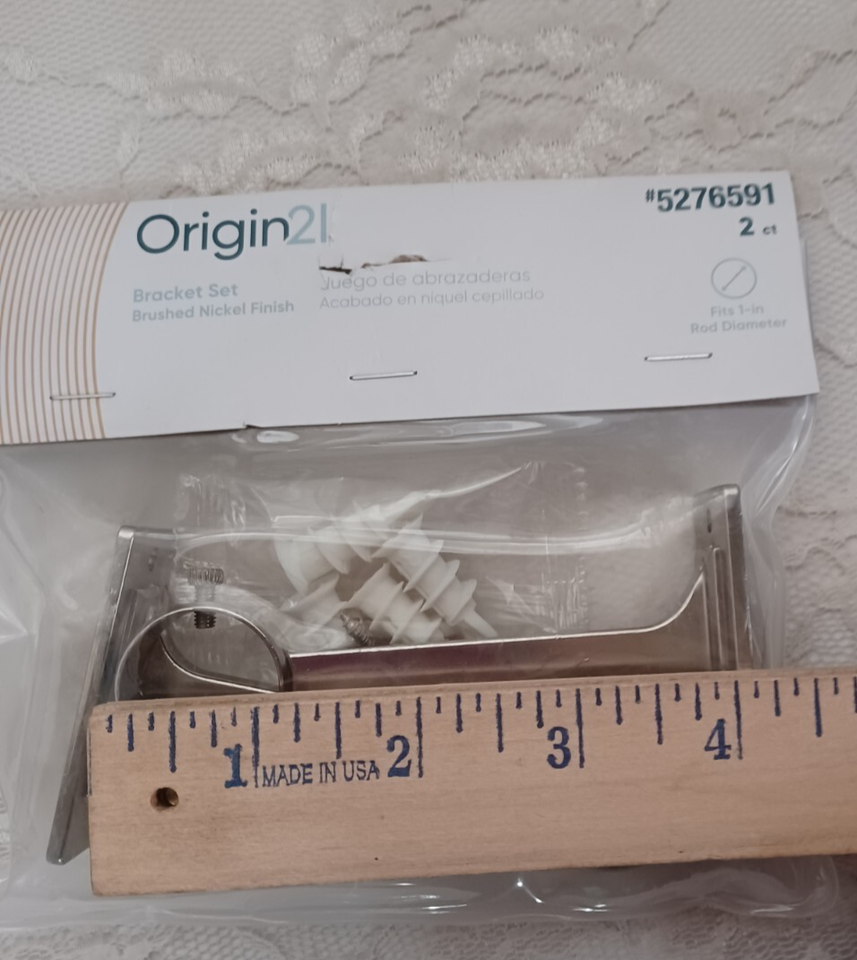 2 Ct. OR PAIR BRACKET SETS SILVER BRUSHED NICKEL~FITS: 1" DIAMETER ...