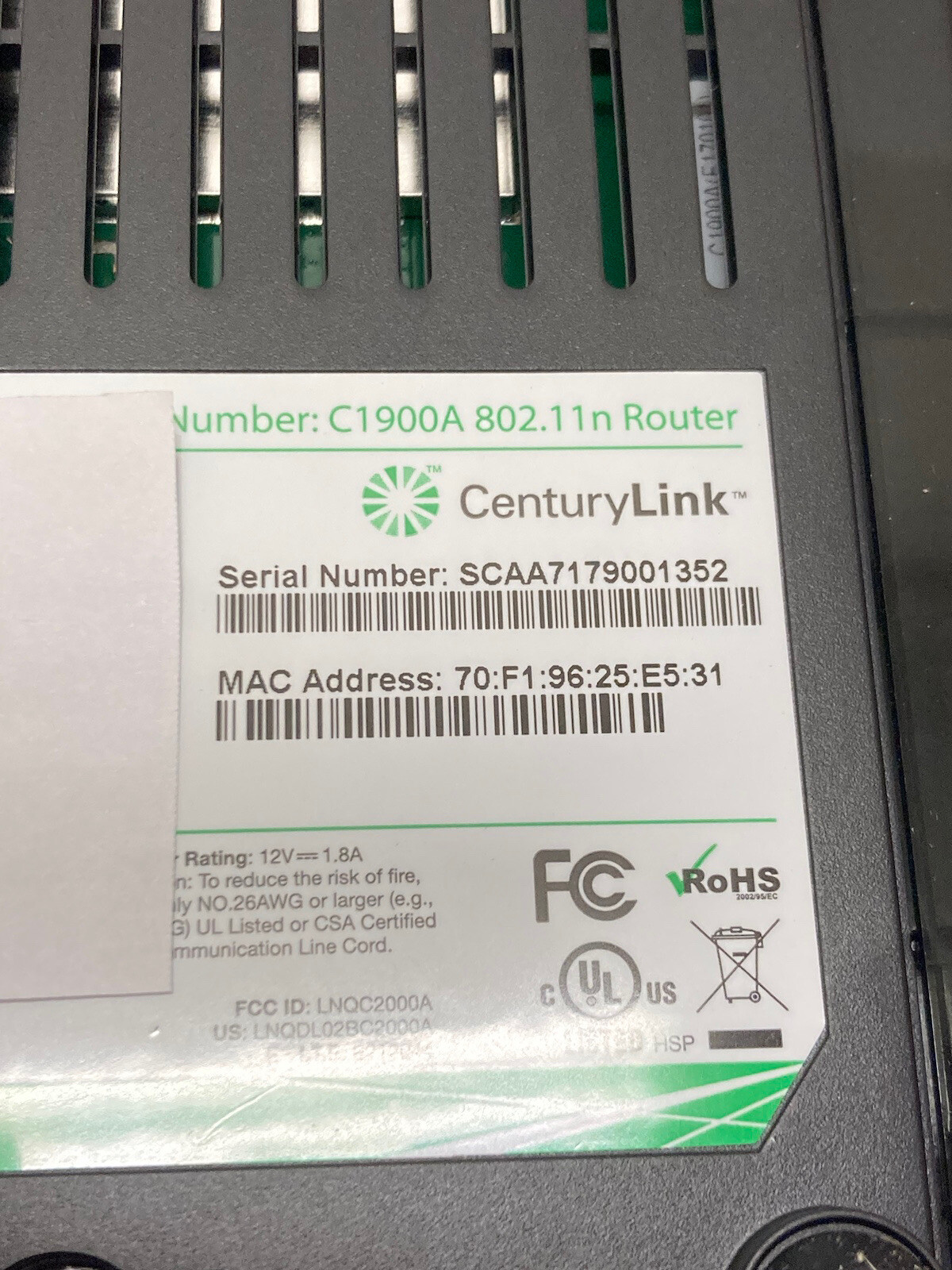 CenturyLink Actiontec C1900A Modem 802.11n Router - With Charger | eBay