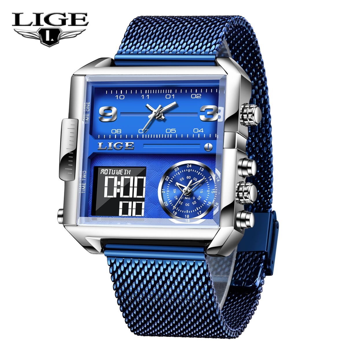 Men Luxury Watch Quartz Digital Luminous Week Seconds Dial Waterproof ...