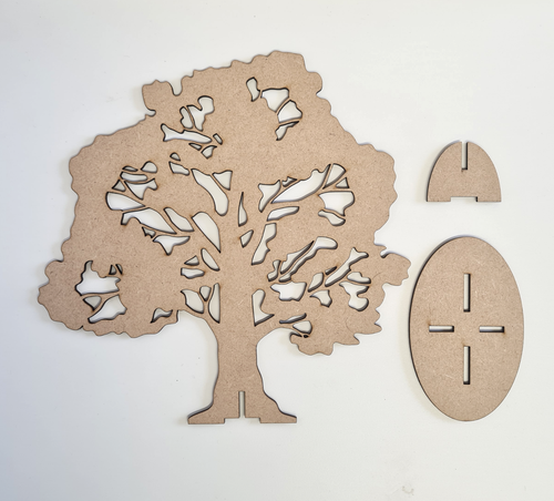 Wooden MDF Tree Shape D With Base Decoration Craft Therapy 200mm | eBay UK