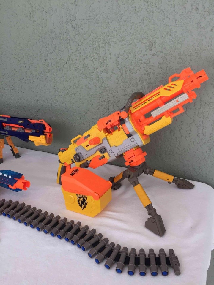 Lot 3 Nerf Guns N-Strike Mega Centurian Longshot CS-6 & Vulcan EBF-25 ...