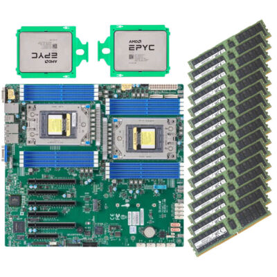 AMD EPYC 7502 X 2 CPU + Supermicro H12DSi-N6 Motherboard + 2133P ...