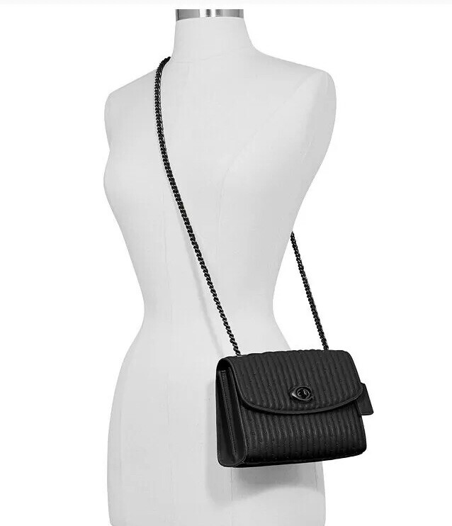 ️ Coach Parker 18 76029 Quilted Leather Black/Pewter Shoulder Bag | eBay