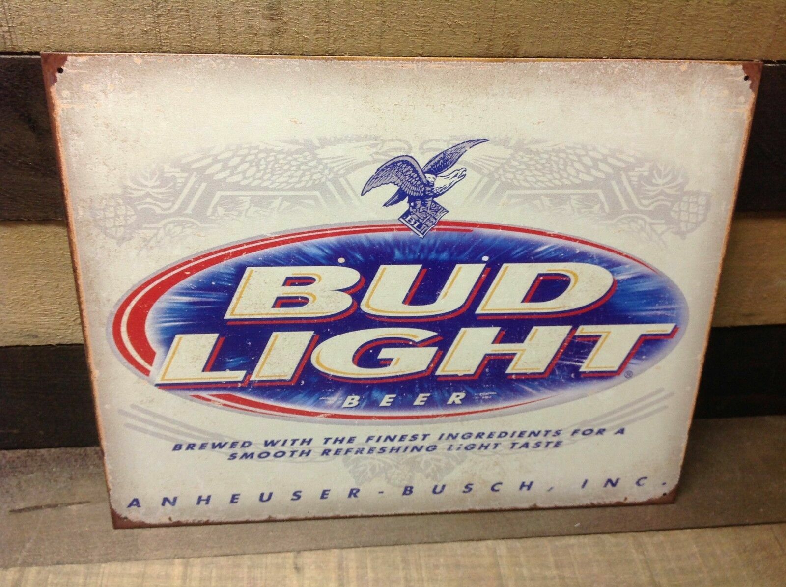 Vintage Bud Light Beer Retro Tin Metal Sign Anheuser Busch Genuine Bar ...