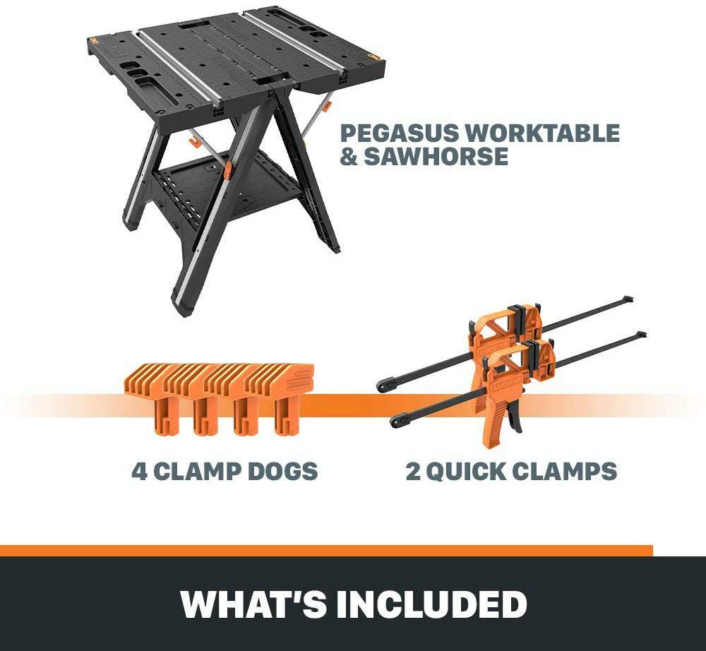 WORX Pegasus Multi-Function Work Table and Sawhorse with Quick Clamps ...