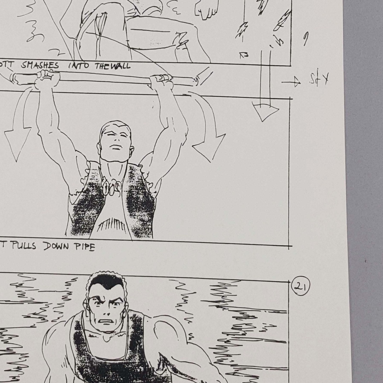 Universal Soldier Original Storyboard Scott Smashes Wall Luc Arrives ...