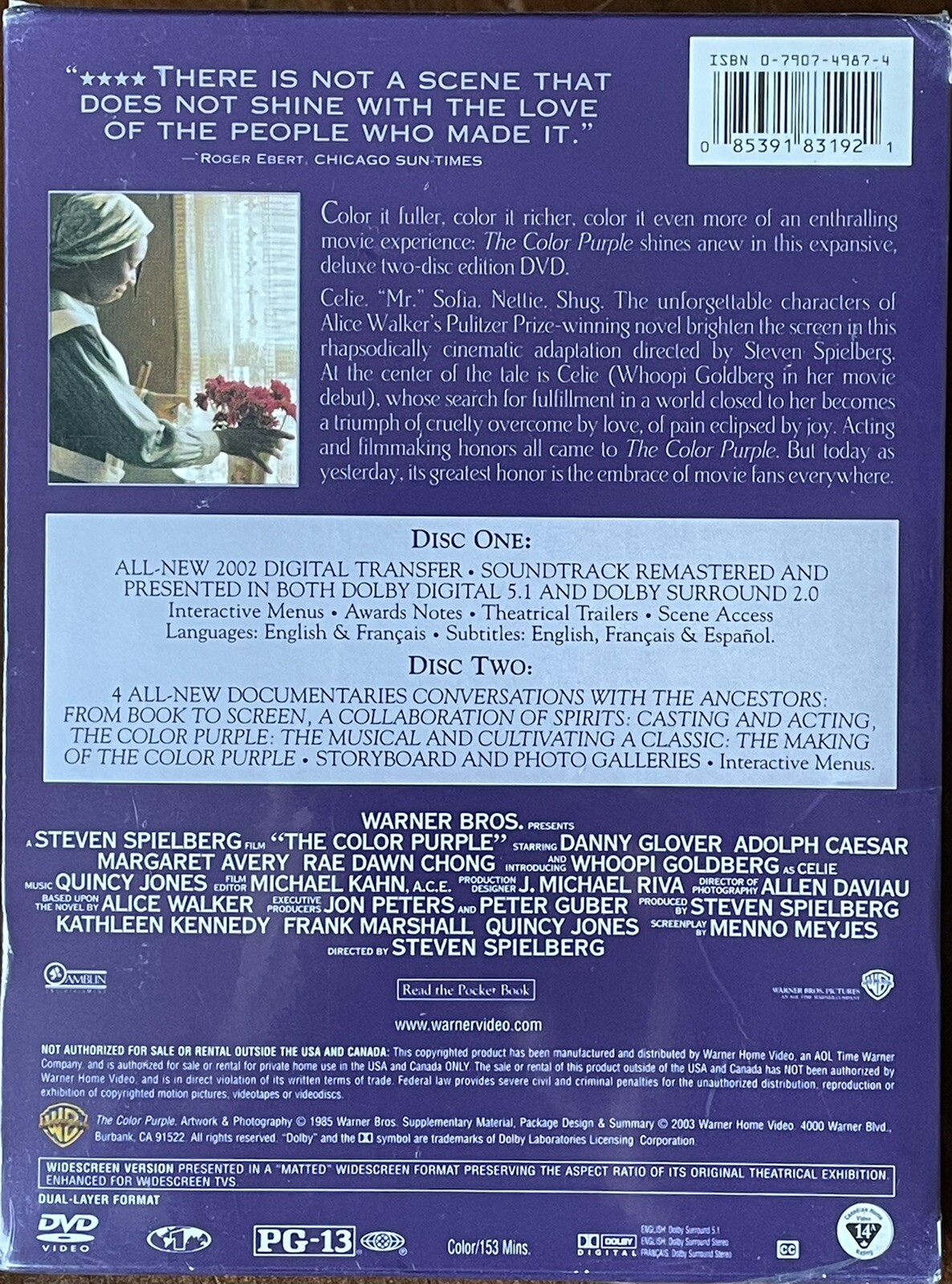 The Color Purple (DVD, 2003, 2-Disc Set, Special Edition) 85391831921| eBay