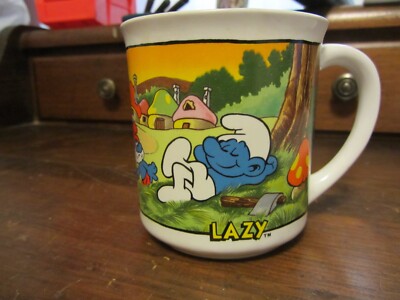 "LAZY" collectable Smurf Cup 1982 Number 1595 | eBay