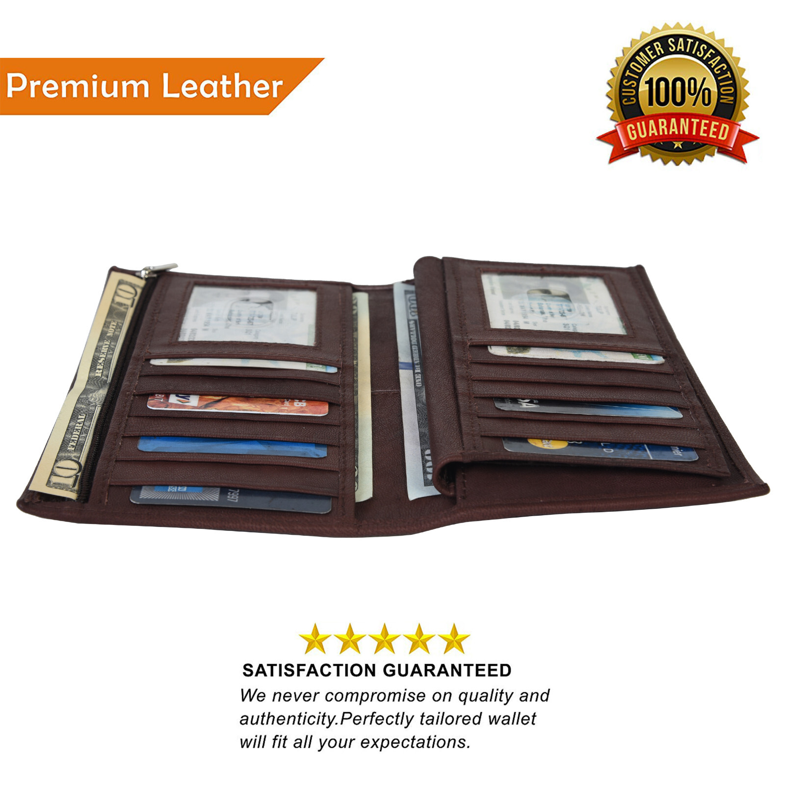 Leather Trifold Wallet For Women With Removable Checkbook Holder RFID ...