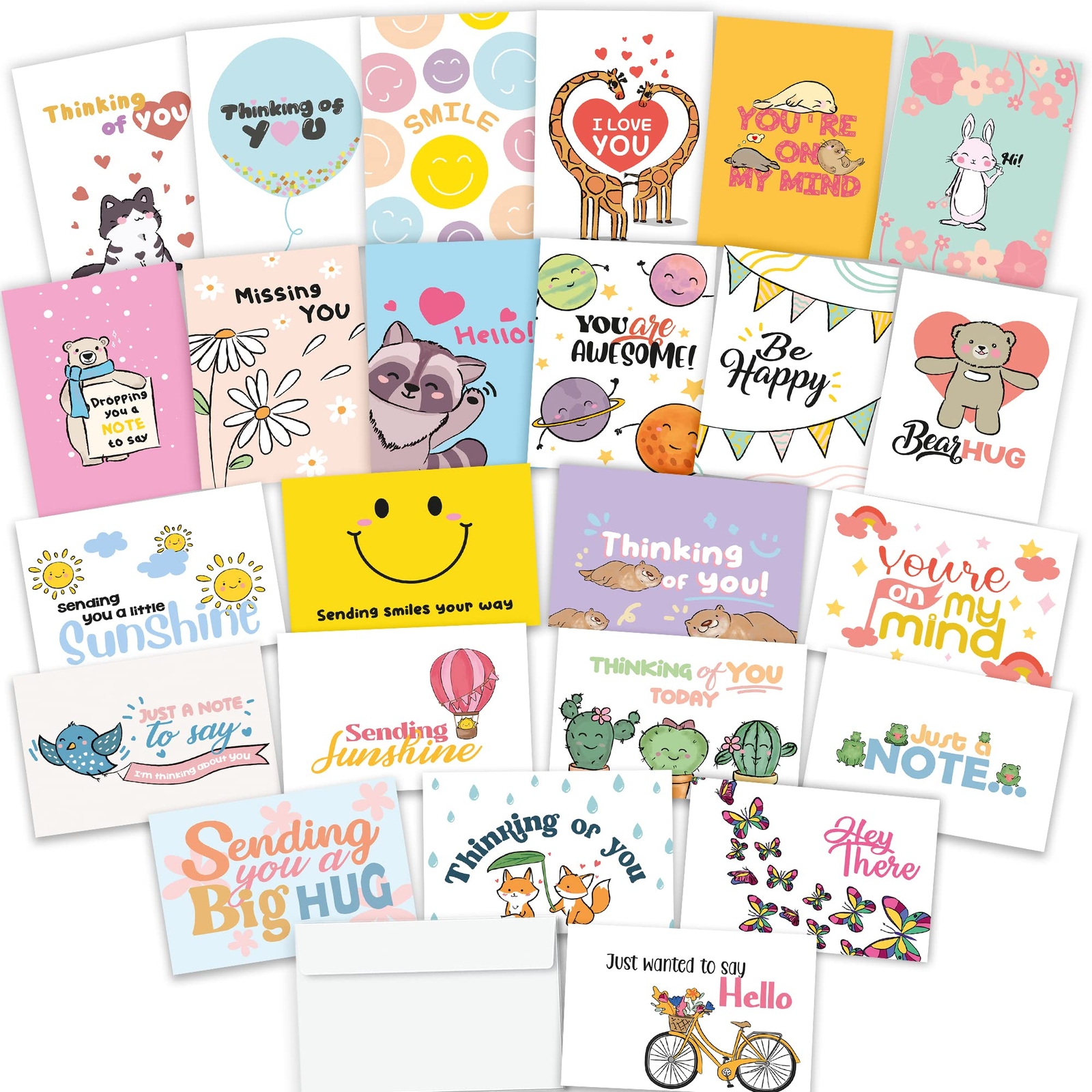 Thinking of You Cards with Envelopes - 24 Gender Neutral Thinking of ...