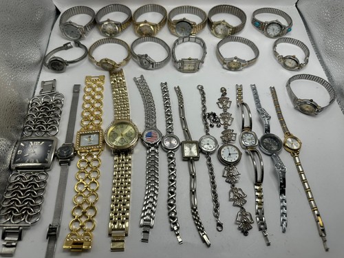 Unbranded Watches ALL METAL Gold & Silver Tone Lot Of 25 For Parts Or ...