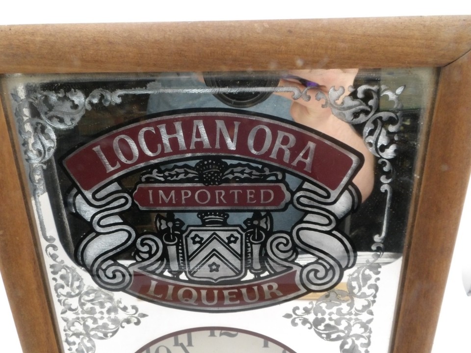 Lochan Ora Imported Clock Mirror Liqueurs 13" x 9" Beer Bar Man Cave ...