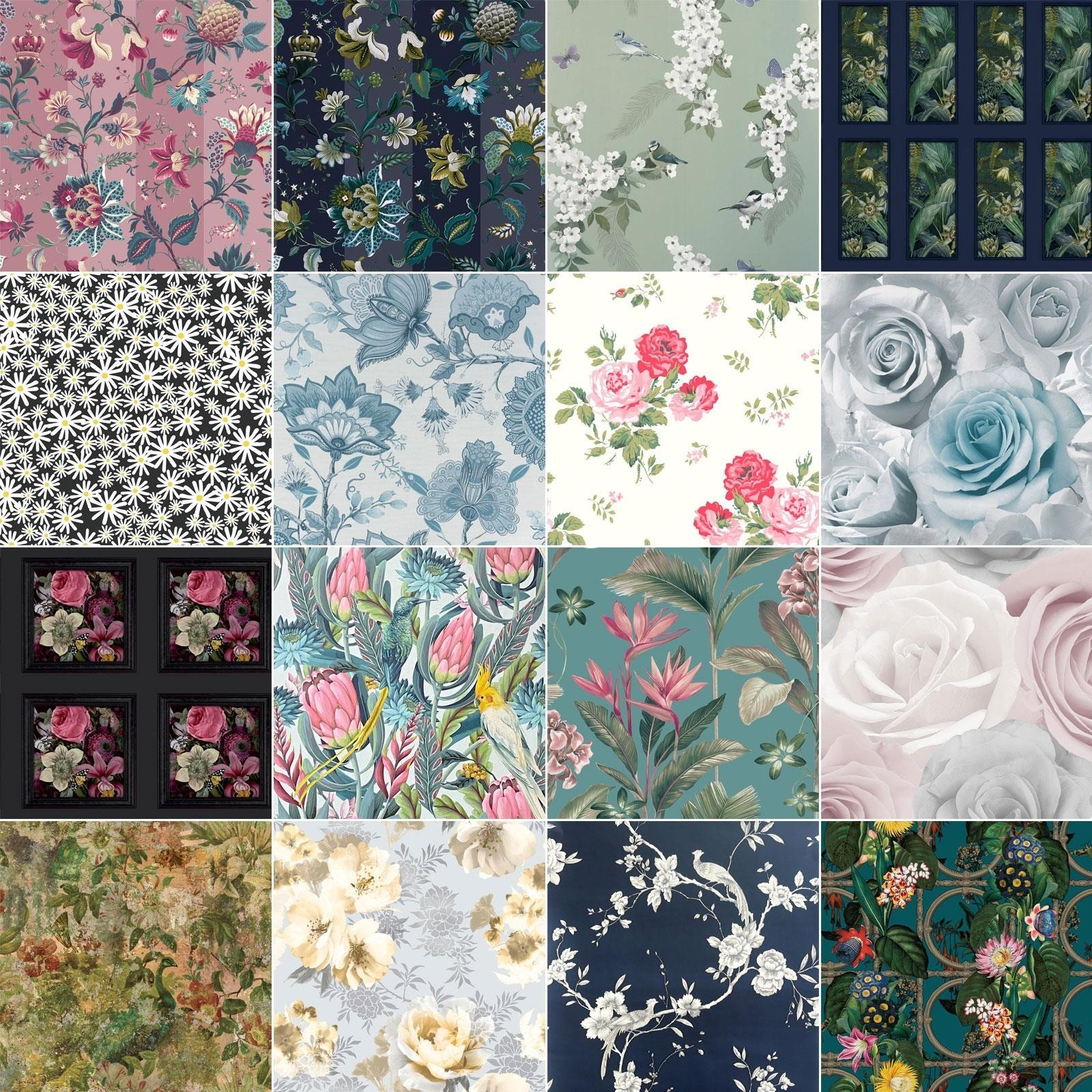 Floral Wallpaper Flowers Trails Roses Daises Elegant Modern - Choose ...