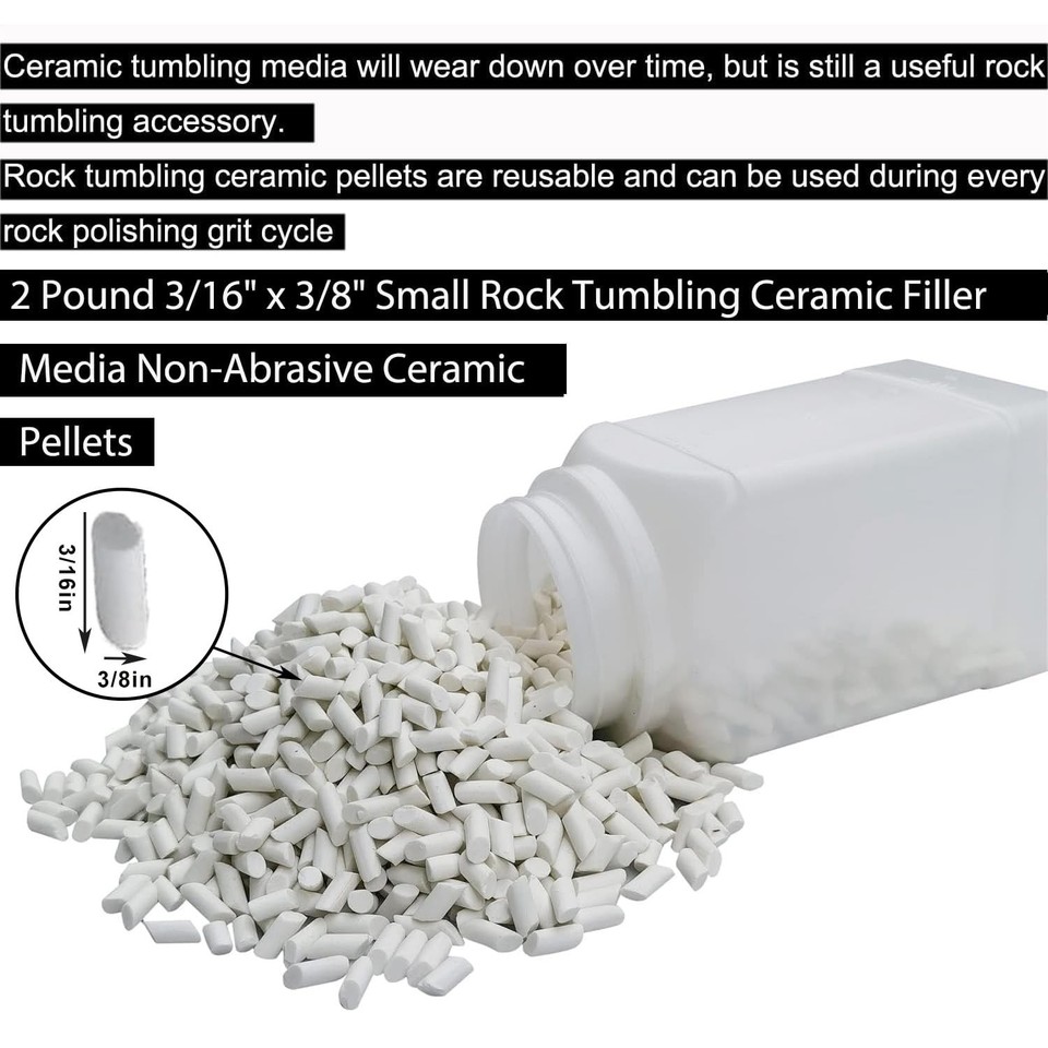 8 LB Rock Tumbler Grit and Polish Kit and Ceramic Tumbling Filler Media ...