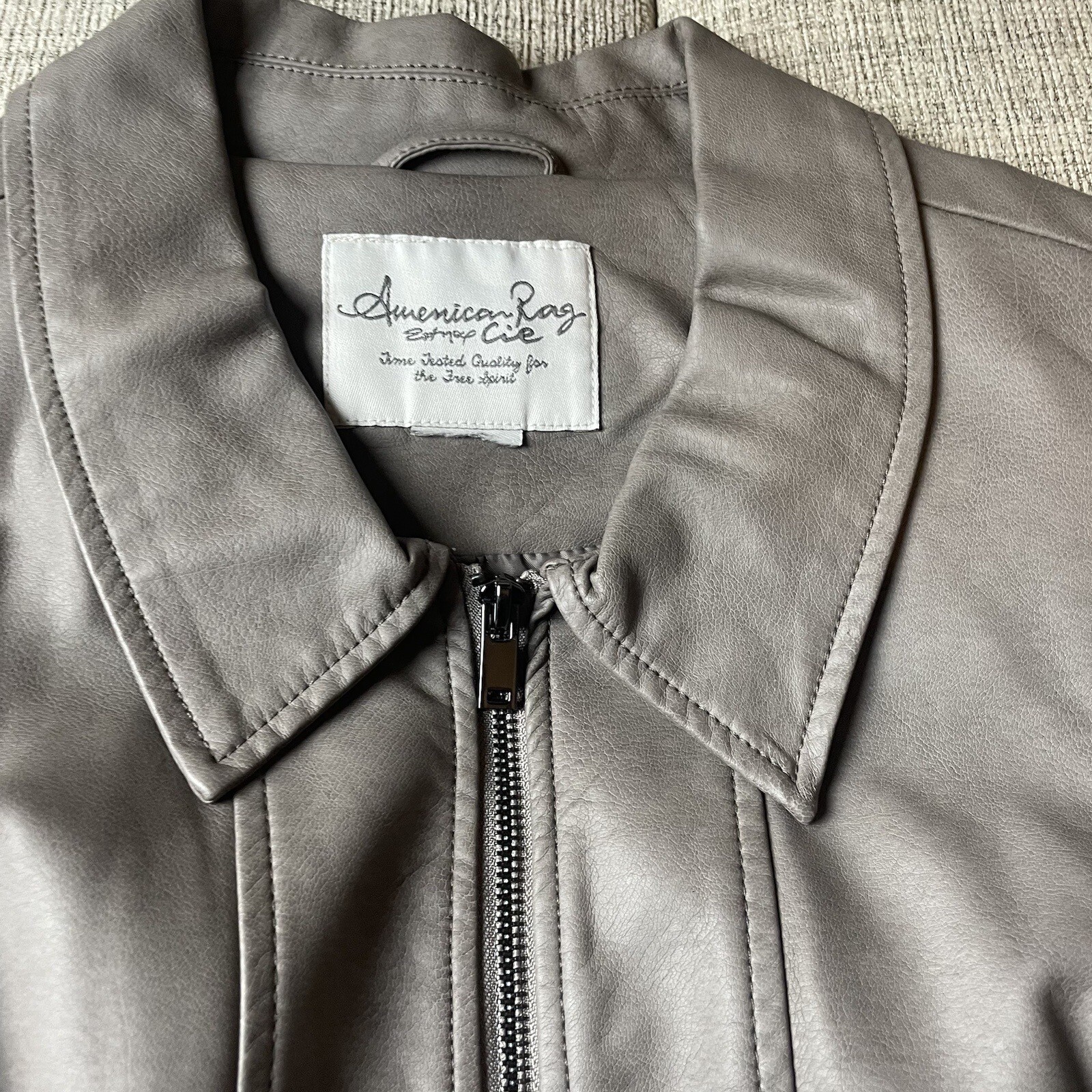 Woman’s Size Large American Rag Faux Leather Full Zip Moto Jacket | eBay