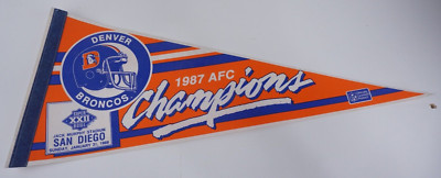 DENVER BRONCOS 1987 AFC CHAMPIONS NFL FELT PENNANT 12"x30" | eBay