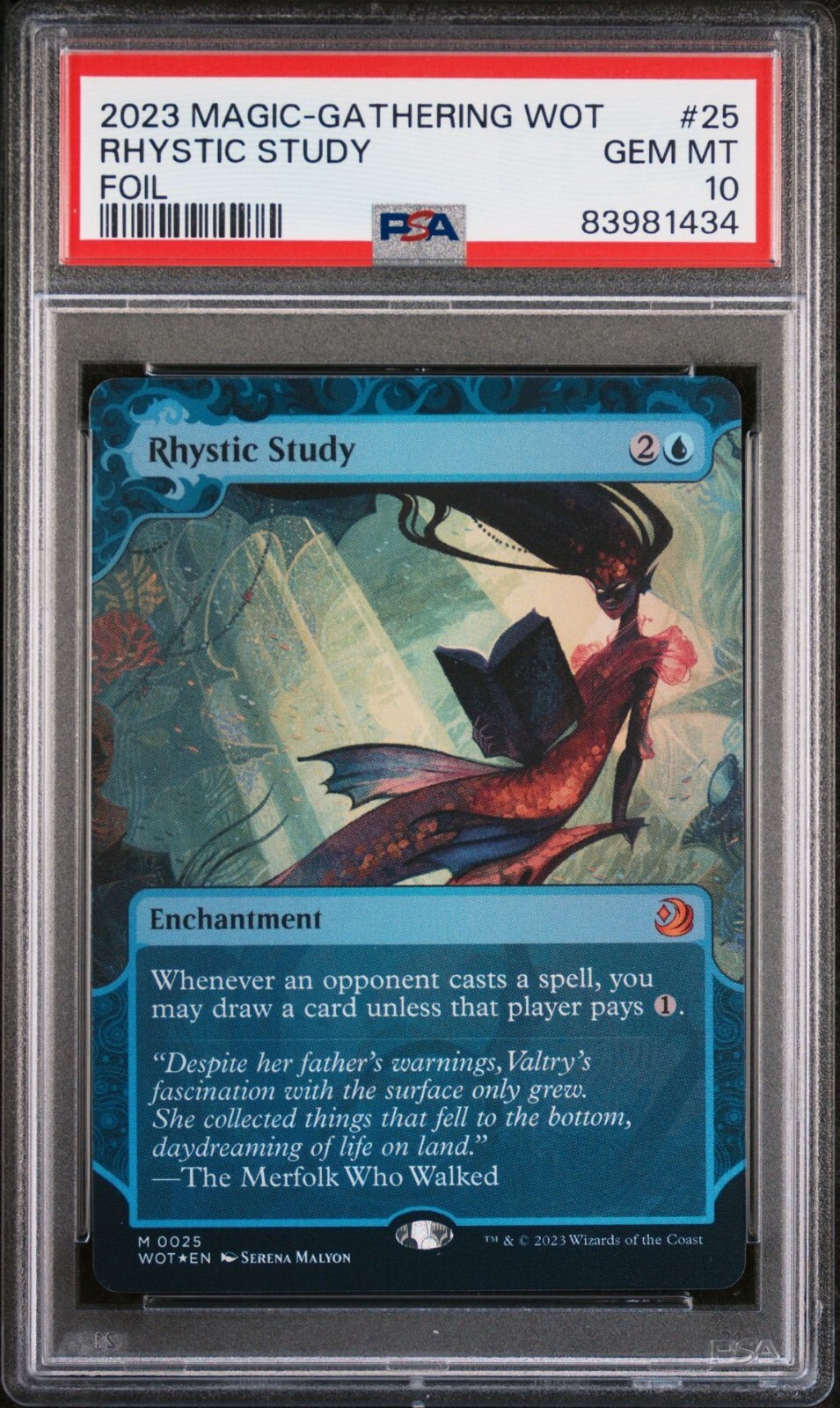 MTG Rhystic Study #25 FOIL Wilds of Eldraine GEM MINT PSA 10 POP 1 | eBay
