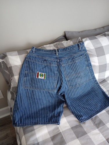 Vintage Cross Colours "Dig It" Baggy Hip Hop Striped Denim Shorts Size ...
