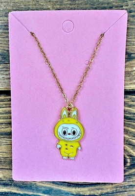 Stainless Steel Gold Cable Chain Necklace 18" Yellow Bubu Bunny Pendant ...