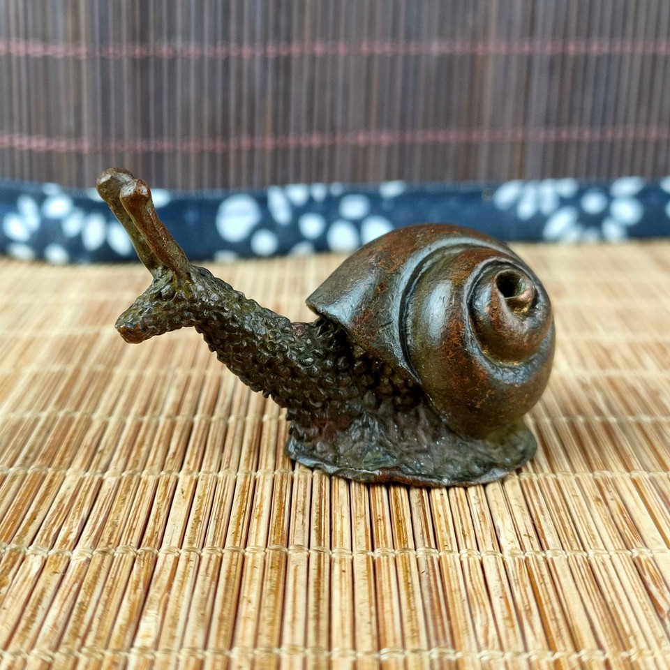 Retro Antique Bronze Chinese Snail Statue Desktop Tea Pet | eBay