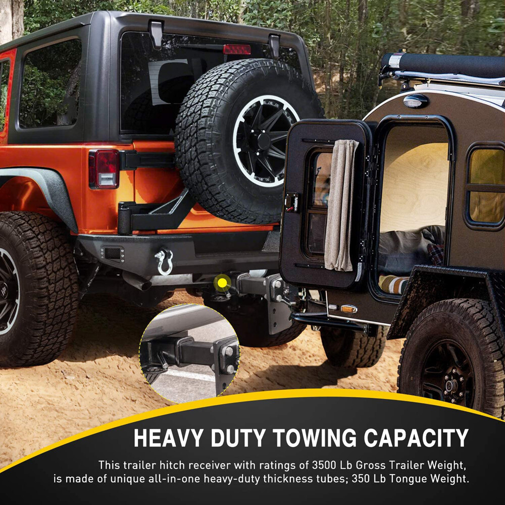 2 inch Rear Bumper Tow Trailer Hitch Receiver Kit for 2007-2018 Jeep ...