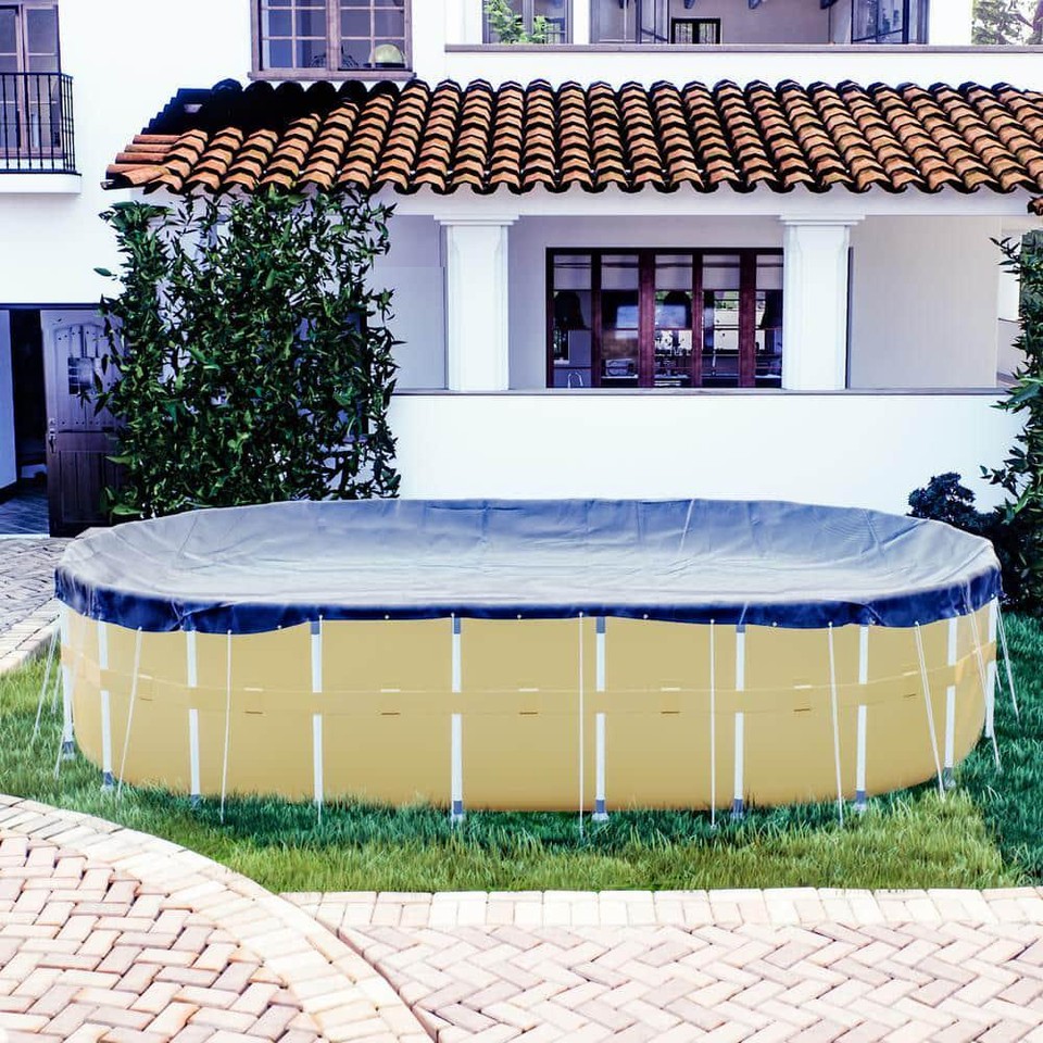 10x16 ft Oval Above Ground Winter Pool Cover Navy Blue UV Resistant ...