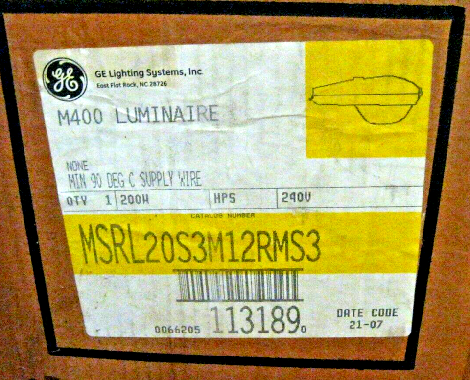 NEW GE LUMINAIRE M400 Street Lamp Light Fixture Road Parking HPS 200W ...