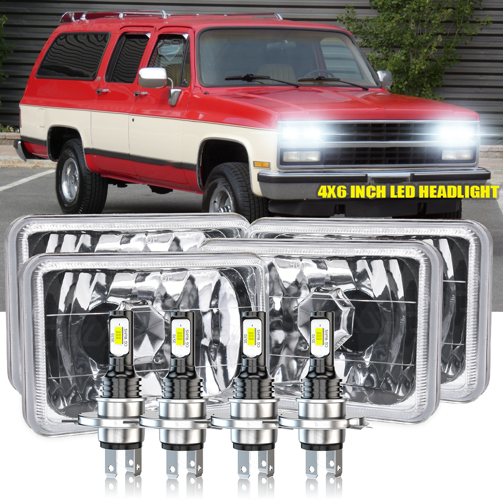 4X 4X6" LED Headlights Kit Hi/Lo For Chevrolet R2500 C10 Suburban 1989 ...